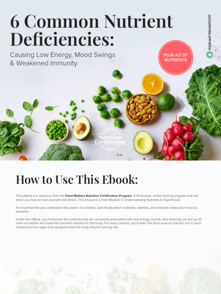 FoodMatters - A-Z Nutrients & 6 Common Nutrient Deficiencies | PDF