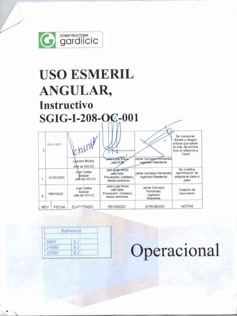 Sgig-I-208-Oc-001 Uso Esmeril Angular Rev 2 | PDF