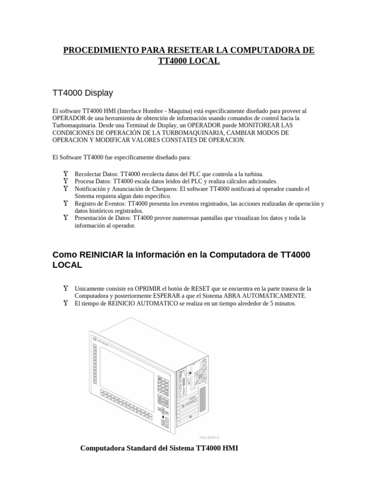 TT4000 Proc Resetear Display | PDF