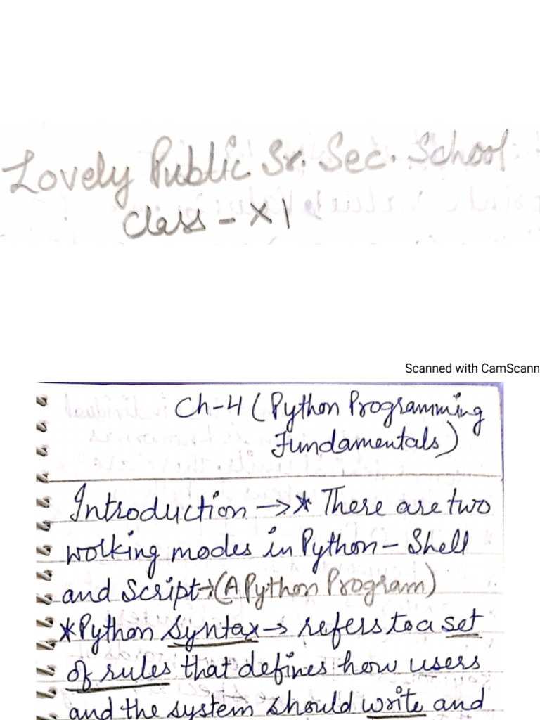 Ch-4 Python Programming Fundamentals (Part 1) Class 11 | PDF