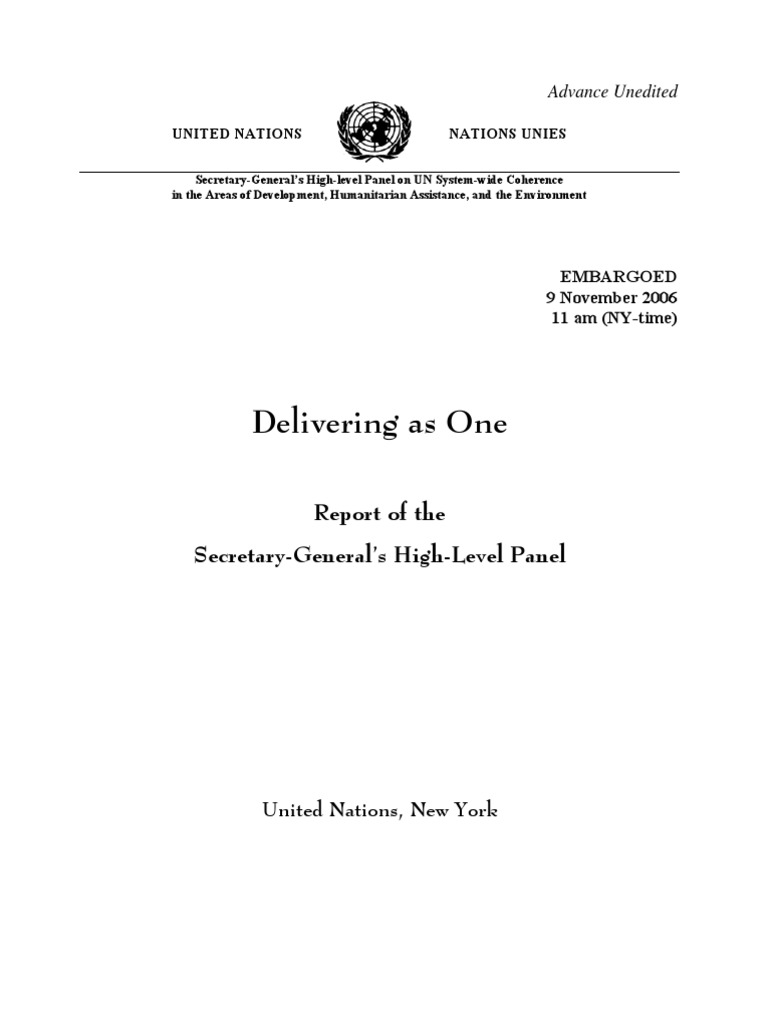 Delivering As One | PDF | United Nations | International Relations