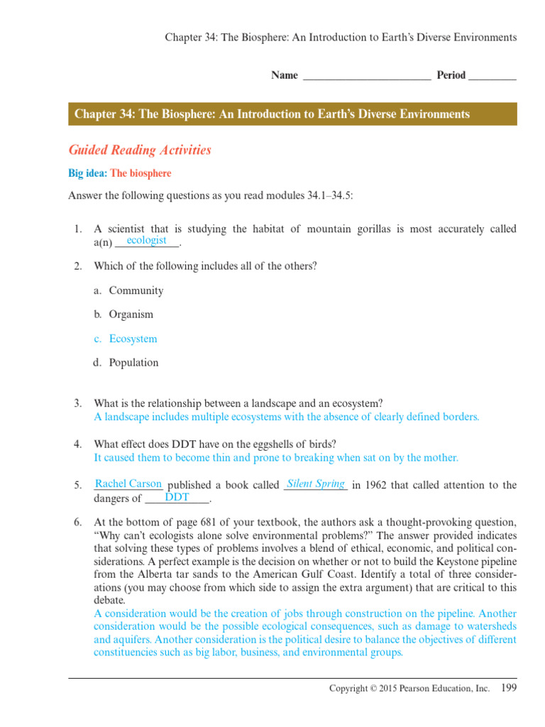 34 Guided Reading Activity Answers | PDF | Forests | Rain