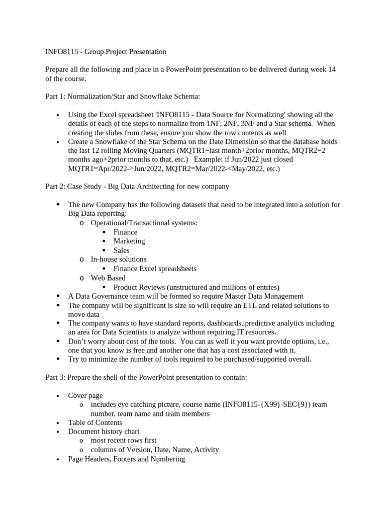 Big Data Group Project Presentations Instructions | PDF