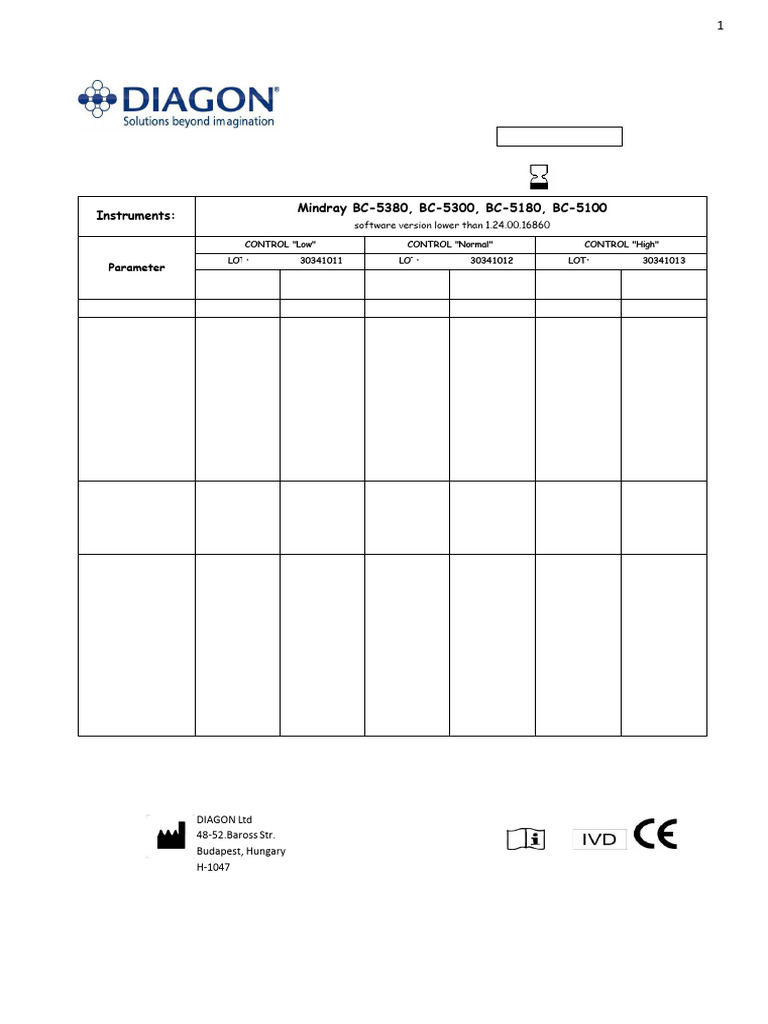 Assay Values for Mindray BC-5390 | PDF
