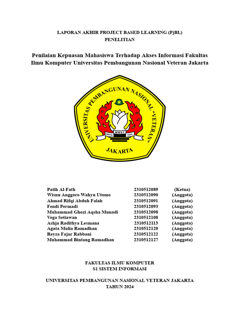 LAPORAN AKHIR PROJECT BASED LEARNING (PJBL) | PDF