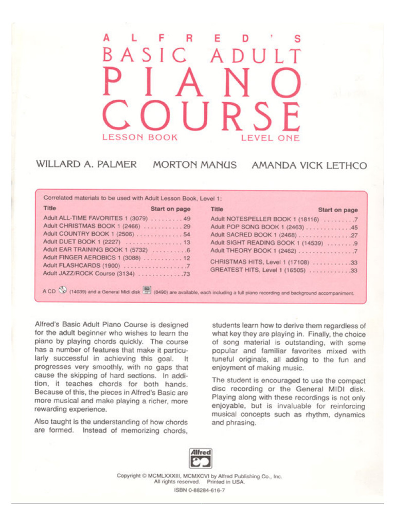 Alfred Basic Adult Piano Level 1 | PDF