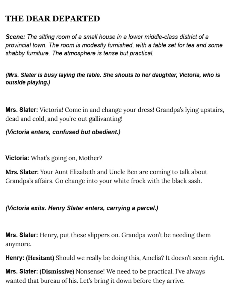 The Dear Departed Summary Drama | PDF