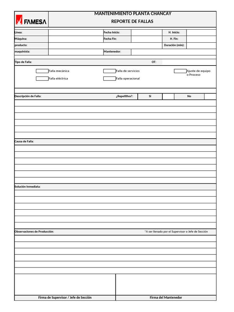 Formato - Hoja de Fallas | PDF