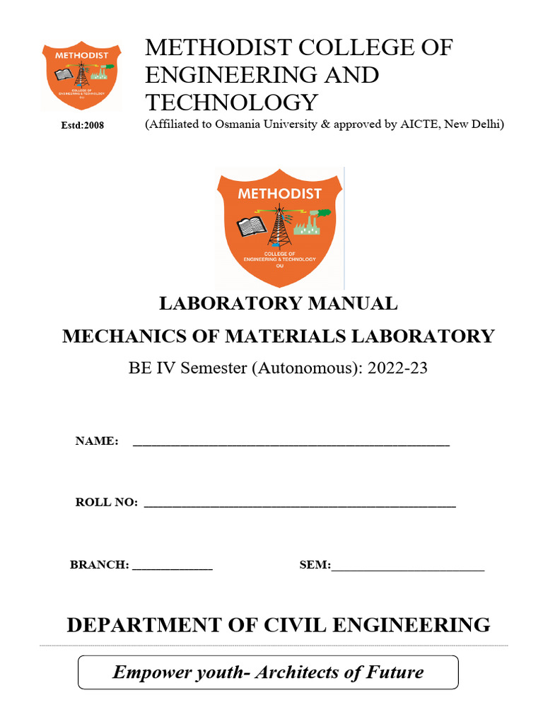Mechanics of Materials Lab Manual | PDF