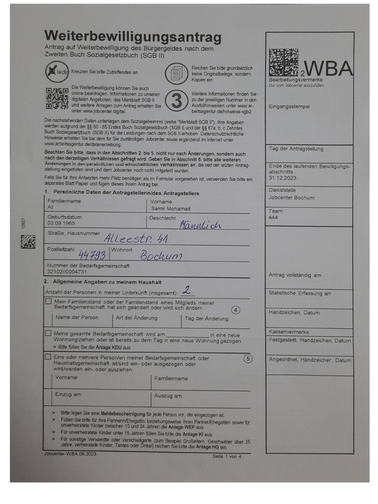 Weiterbewilligungsantrag 1 Und 2 Seite | PDF