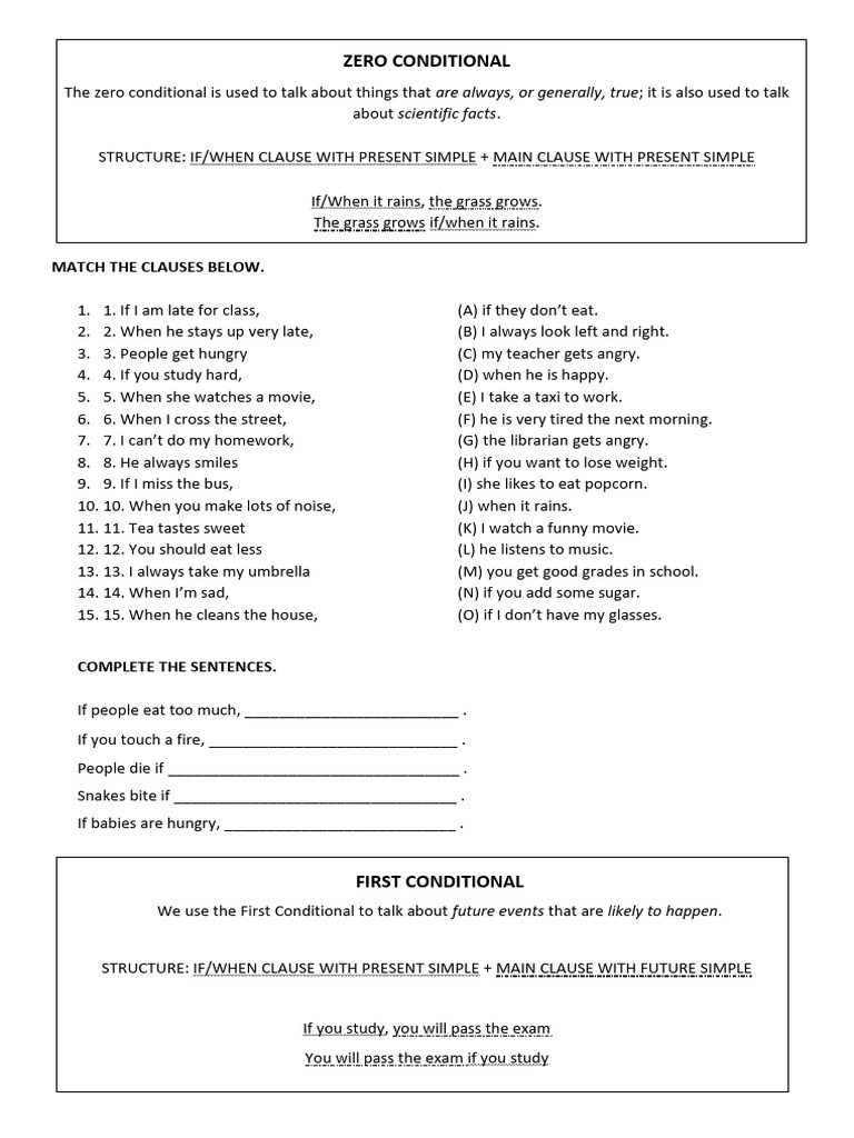 Zero and First Conditional | PDF