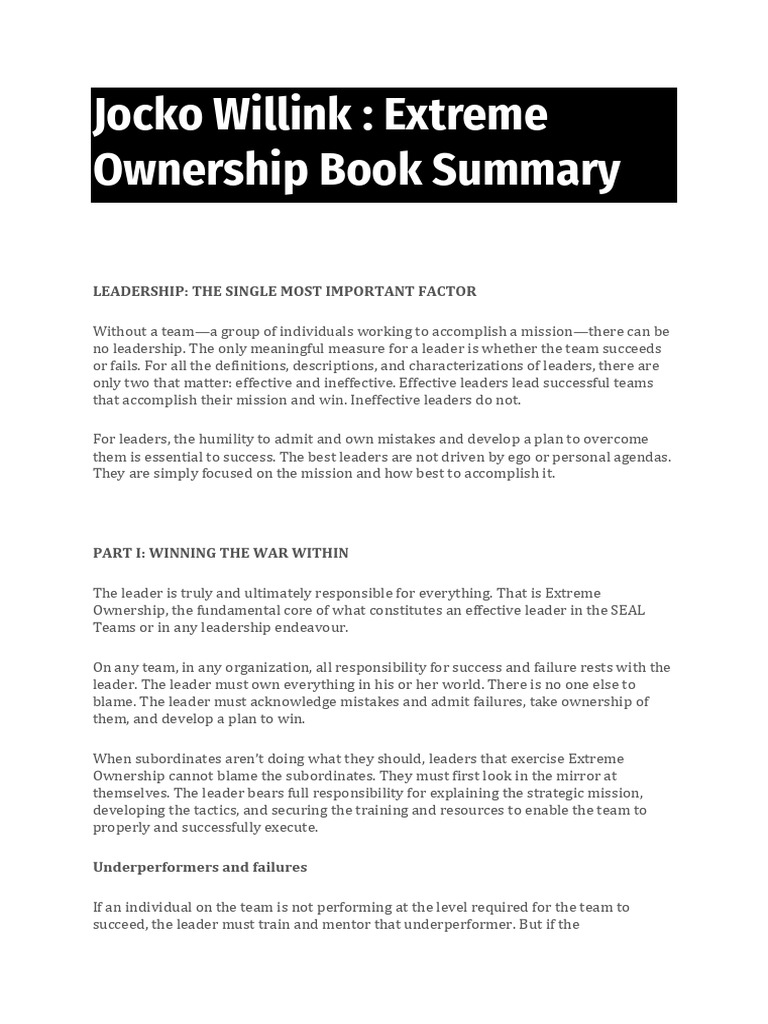 Extreme Ownership by Jocko Willink | PDF