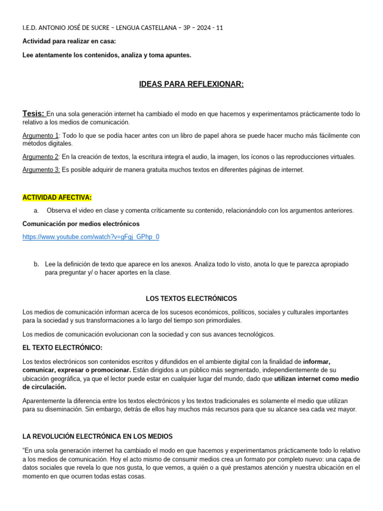 Actividad CL para Trabajar en Casa 11° | PDF