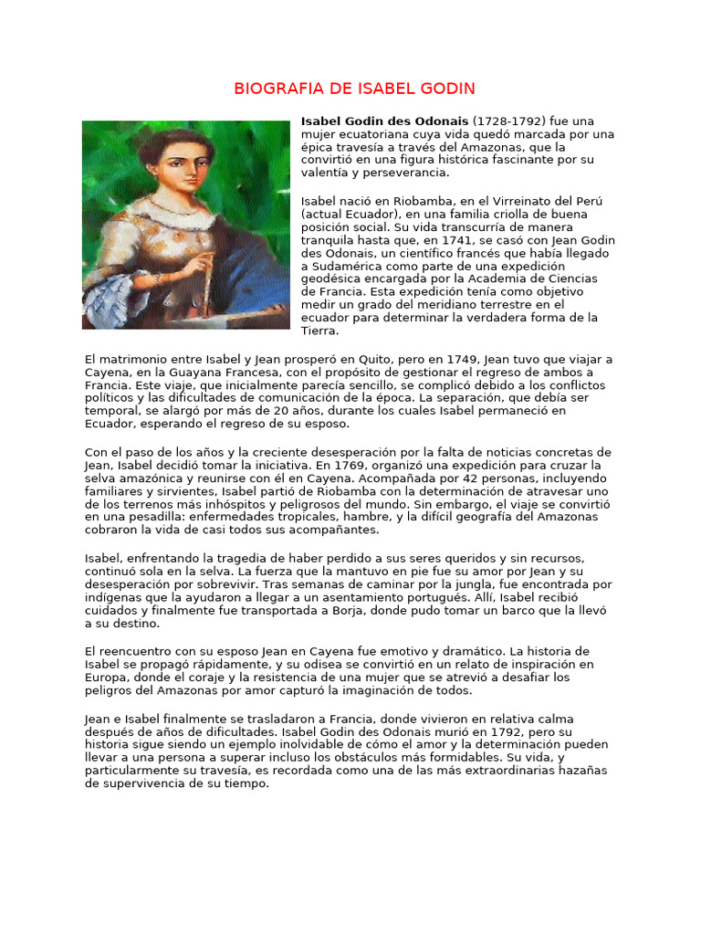 Biografia de Isabel Godin | PDF