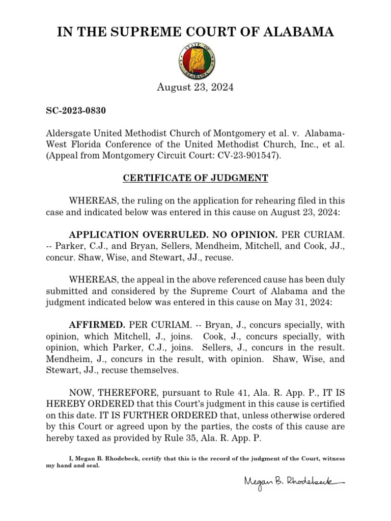 Alabama Supreme Court Per Curiam Ruling | PDF | Politics