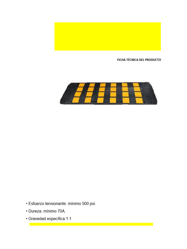 Ficha Tecnica Reductor de Velocidad Traffic Speed Hump | PDF