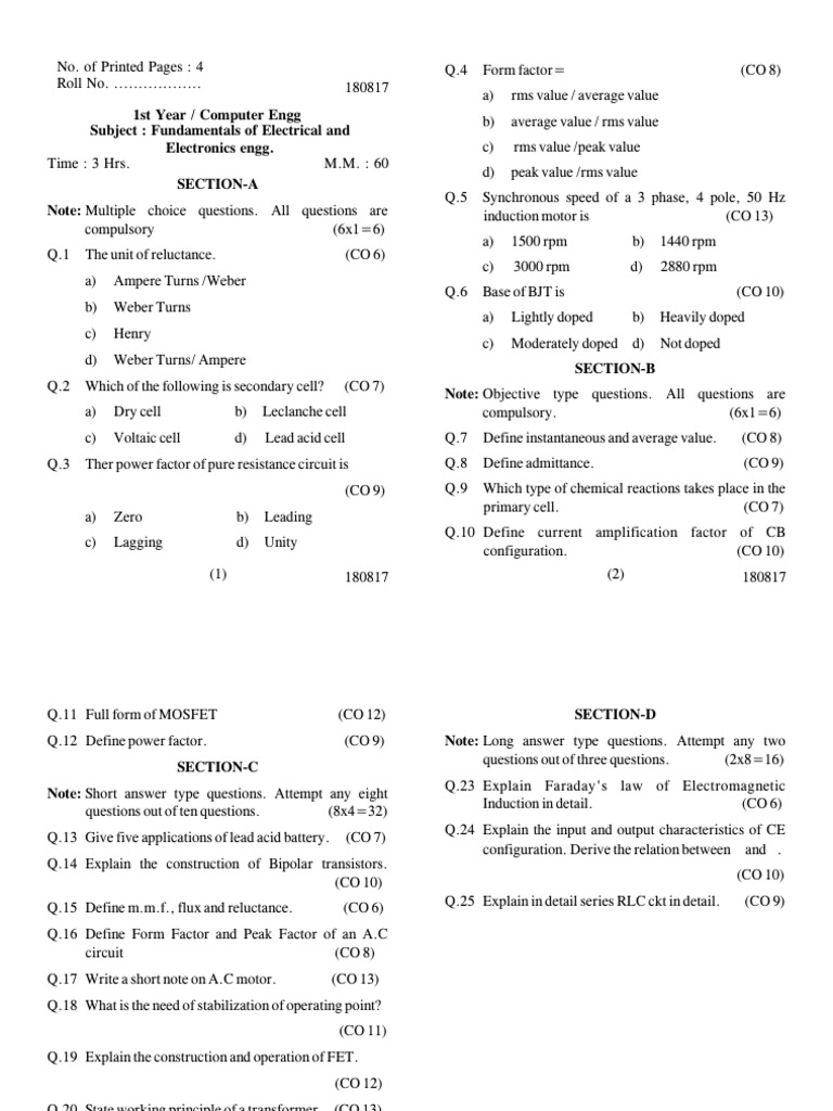 Common 1 Year Fundamentals of Electrical and Electronics Engg 180817 ...