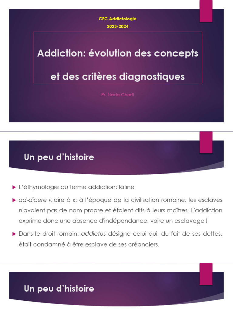 Addiction Évolution Des Concepts Et Des Critères Diagnostiques - Nada ...