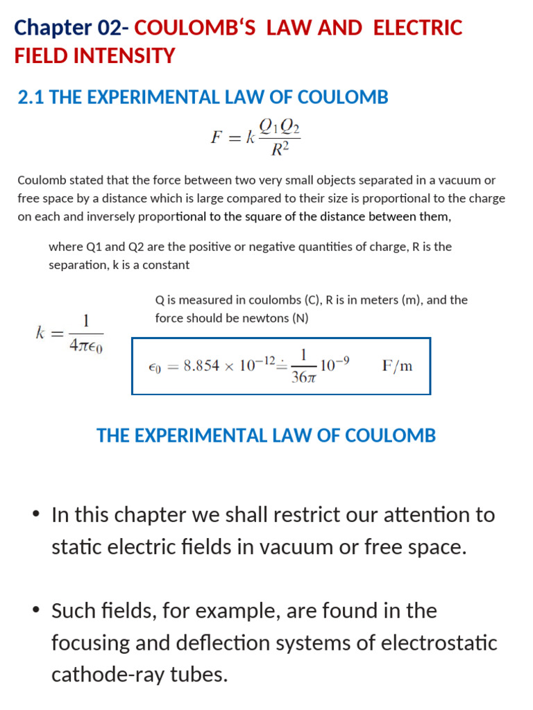 2 - Coulomb Law - Electric Field Intensity | PDF