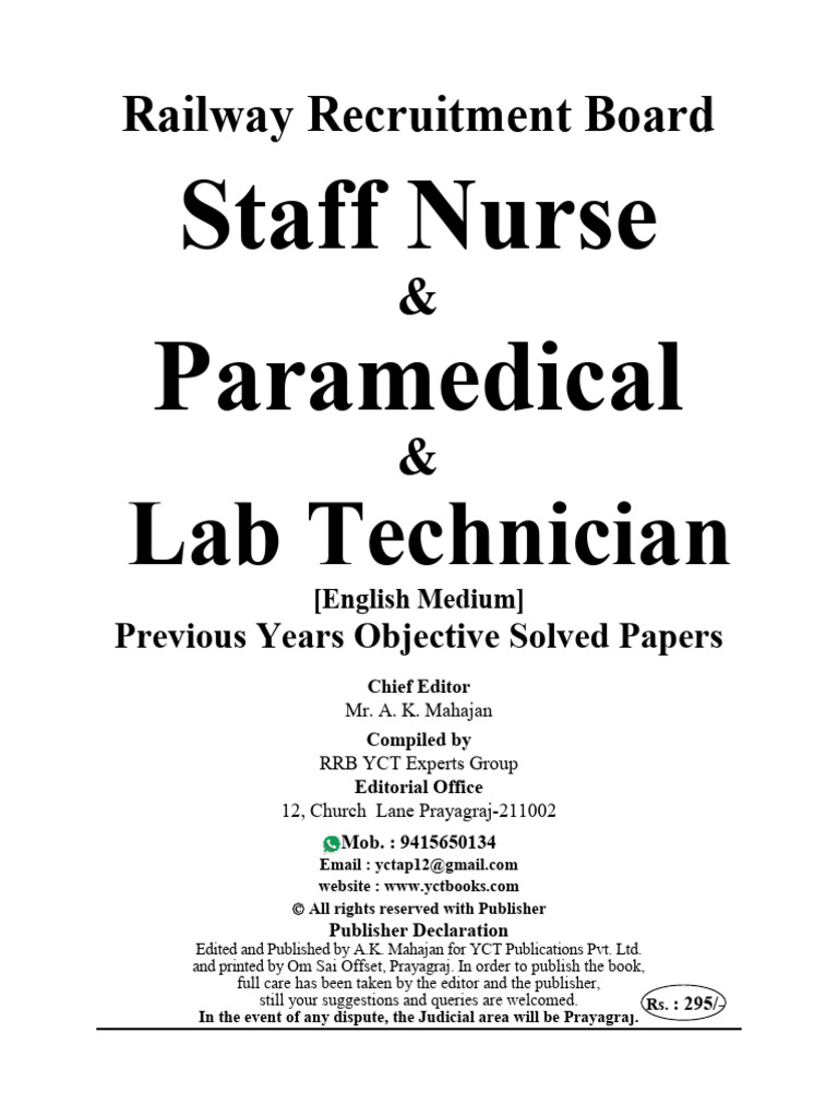 001 RRB PARAMEDICAL Staff Nurse Paramedical & Lab 240823 080050 | PDF
