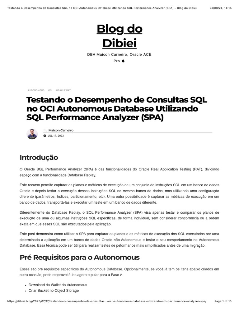Testando o Desempenho de Consultas SQL No OCI Autonomous Database ...