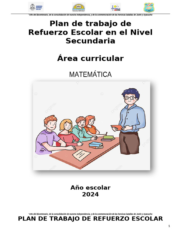 Plan De Refuerzo Escolar 2024 Pdf