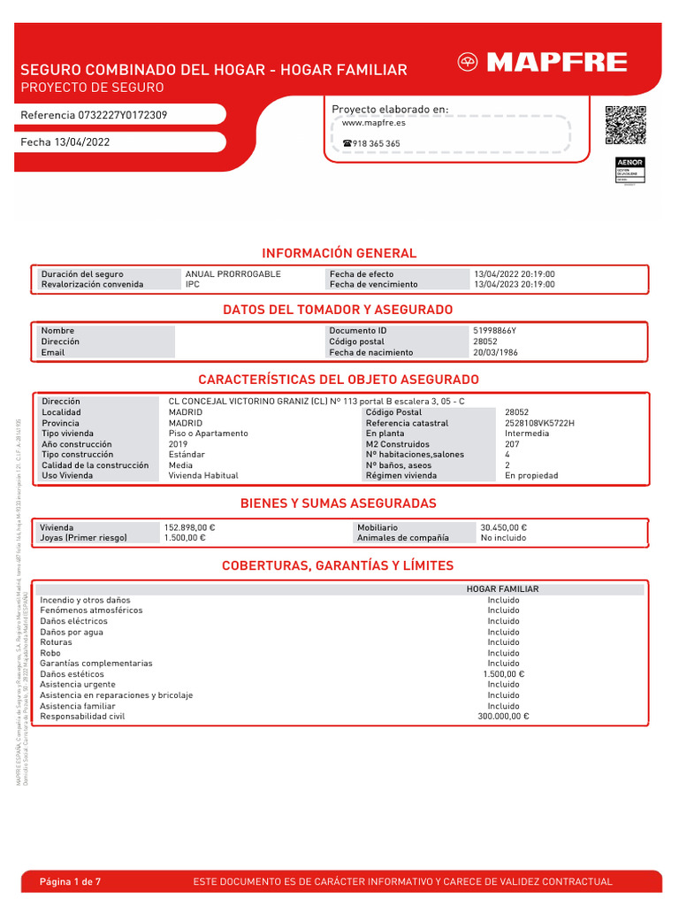 PRESUPUESTO Mapfre Hogar | PDF