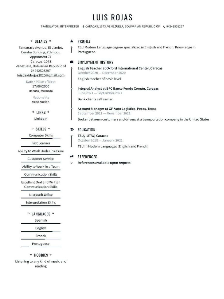 CV Luis Rojas 2021 New | PDF