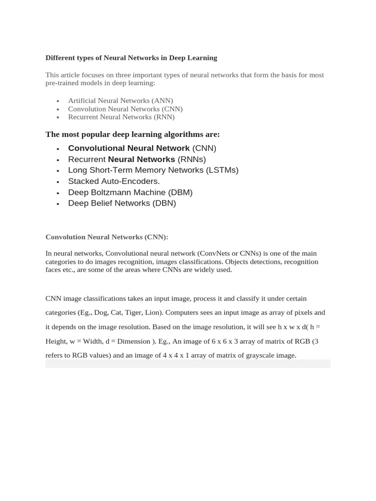 CNN in Deep Learning | PDF