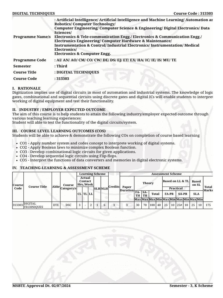 313303-Digital Techniques | PDF