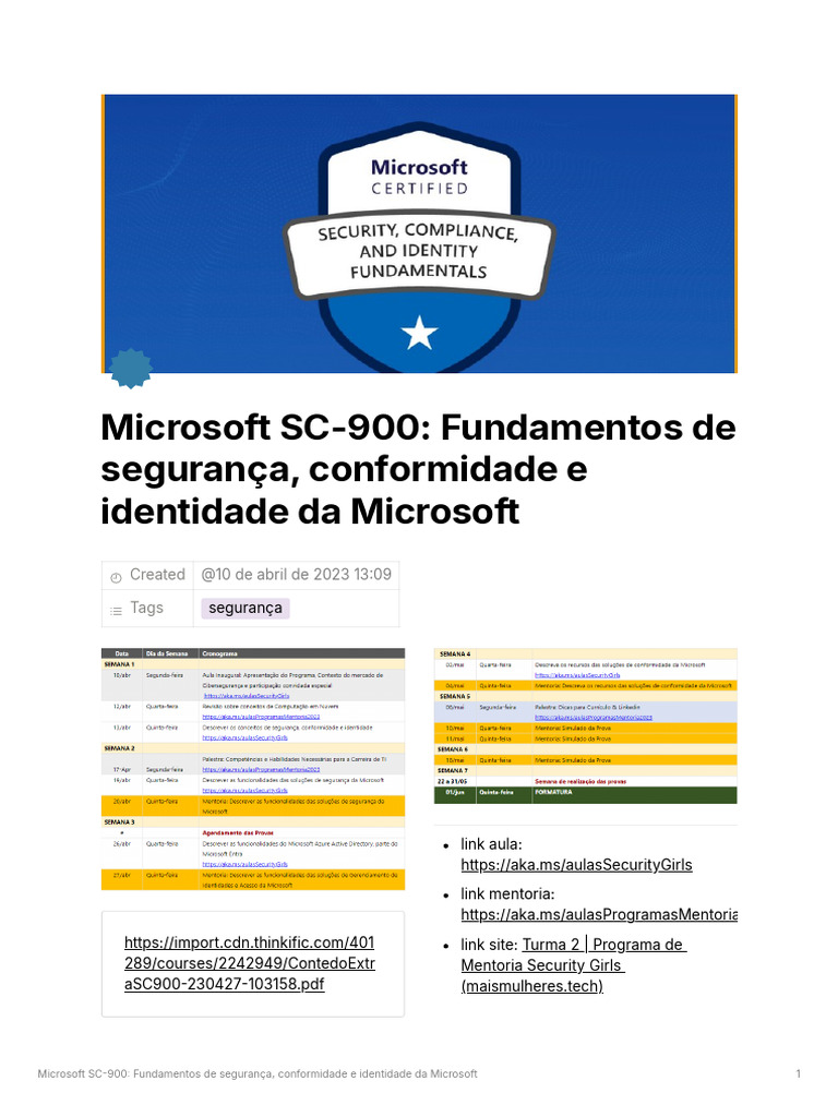 Microsoft SC-900 Fundamentos de Segurana Conformidade e Identidade Da ...