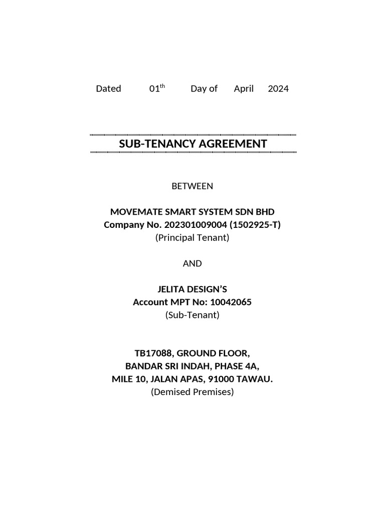 Tenancy Agreement Movemate | PDF
