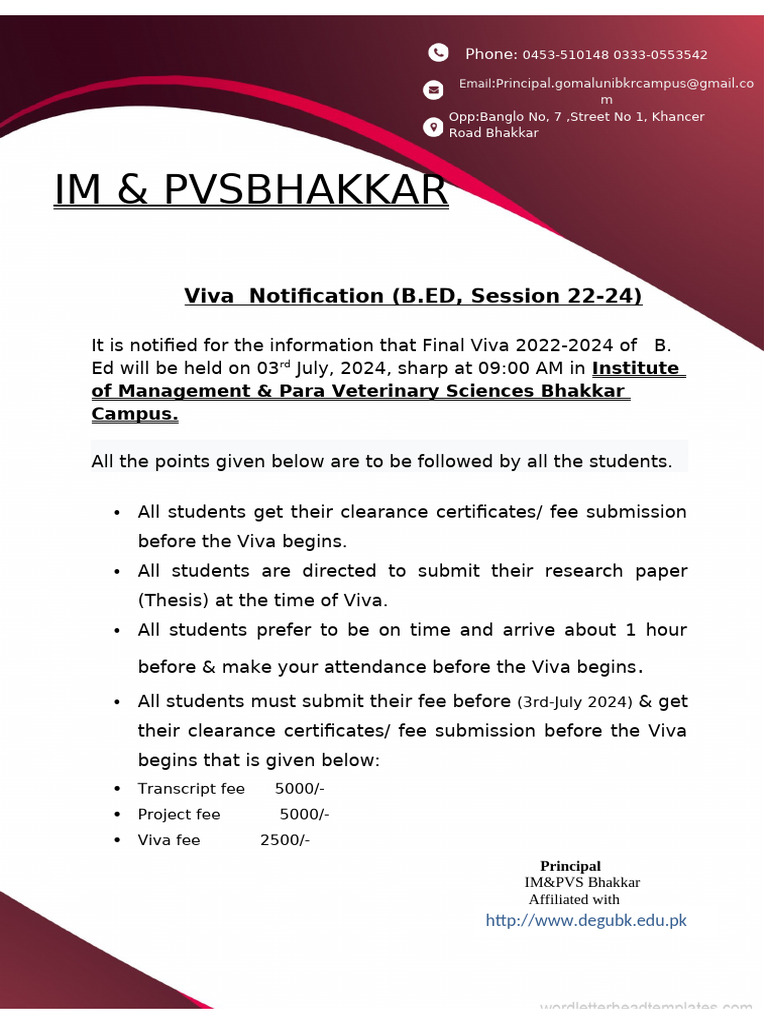 Viva NOtification Finalized | PDF