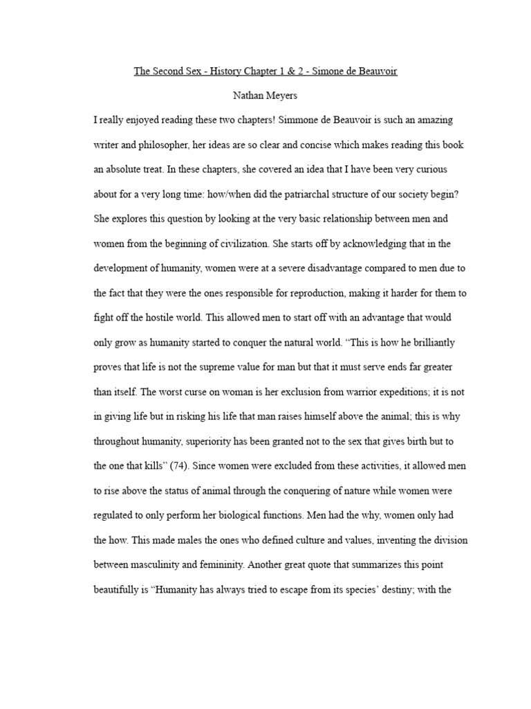 The Second Sex Chapter 1 And2 Pdf