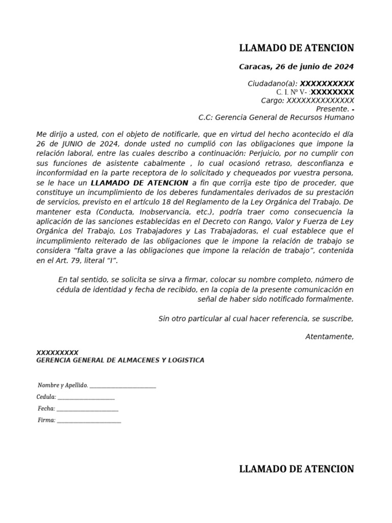 Llamados de Atencion Laboral | PDF