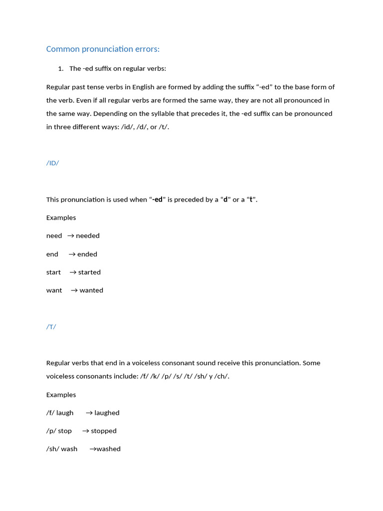 Common Pronunciation Mistakes | PDF | English Language | Word