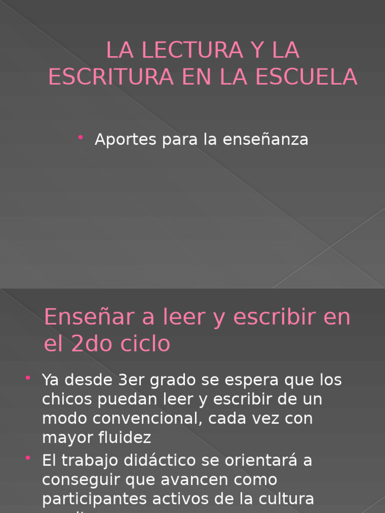 La Lectura y La Escritura en La Escuela | PDF