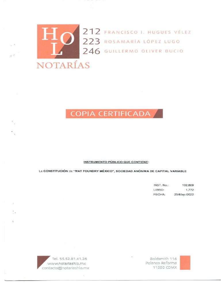 ACTA CONSTITUTIVA MAT FOUNDRY MEXICO - Compressed | PDF