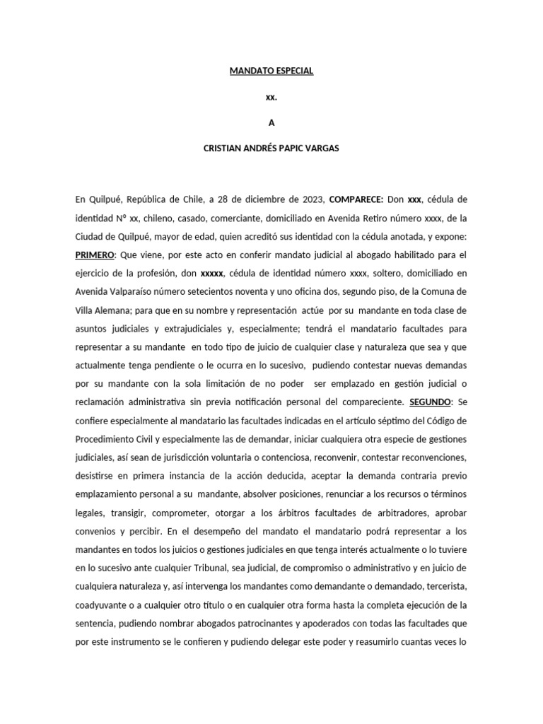 MANDATO JUDICIAL Modelo | PDF