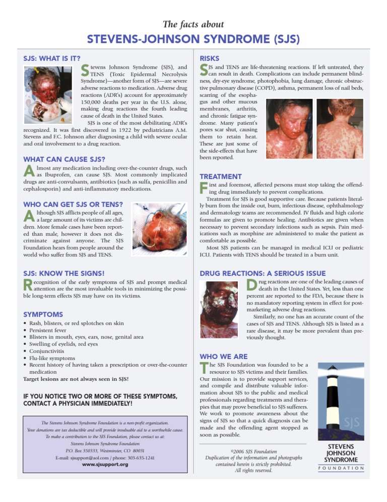 SJS Factsheet | PDF | Diseases And Disorders | Medical Specialties