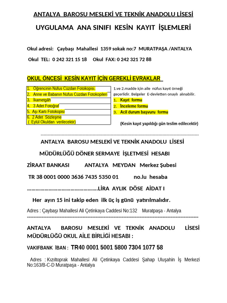 Ana Sinifi Kayit Islemleri | PDF Ana Sinifi Kayit Islemleri | PDF