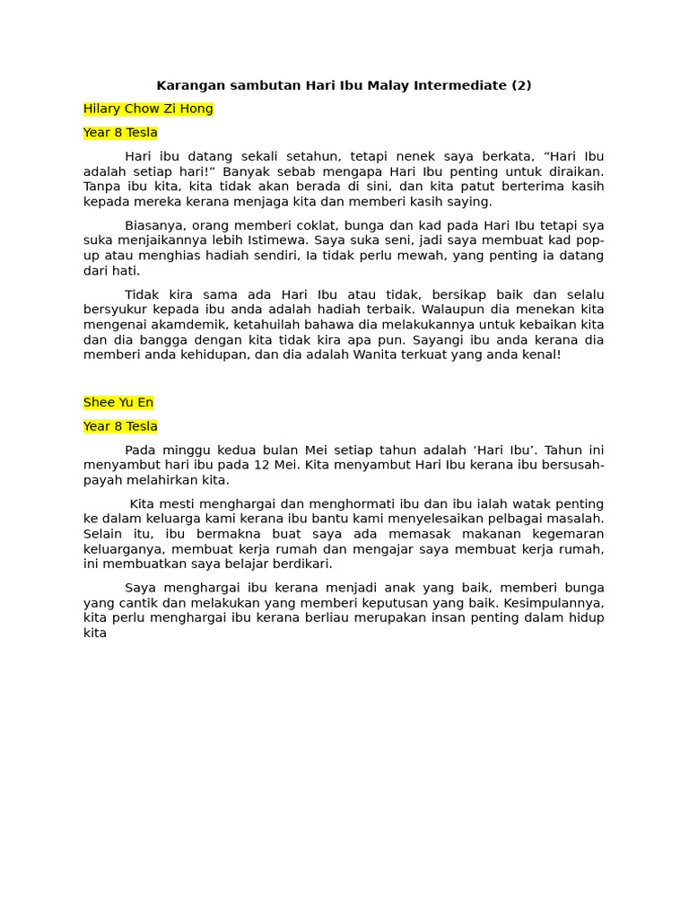 Karangan Hari Ibu | PDF