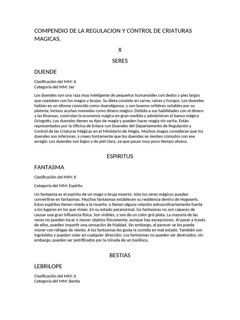 Libro Compendio Criaturas | PDF