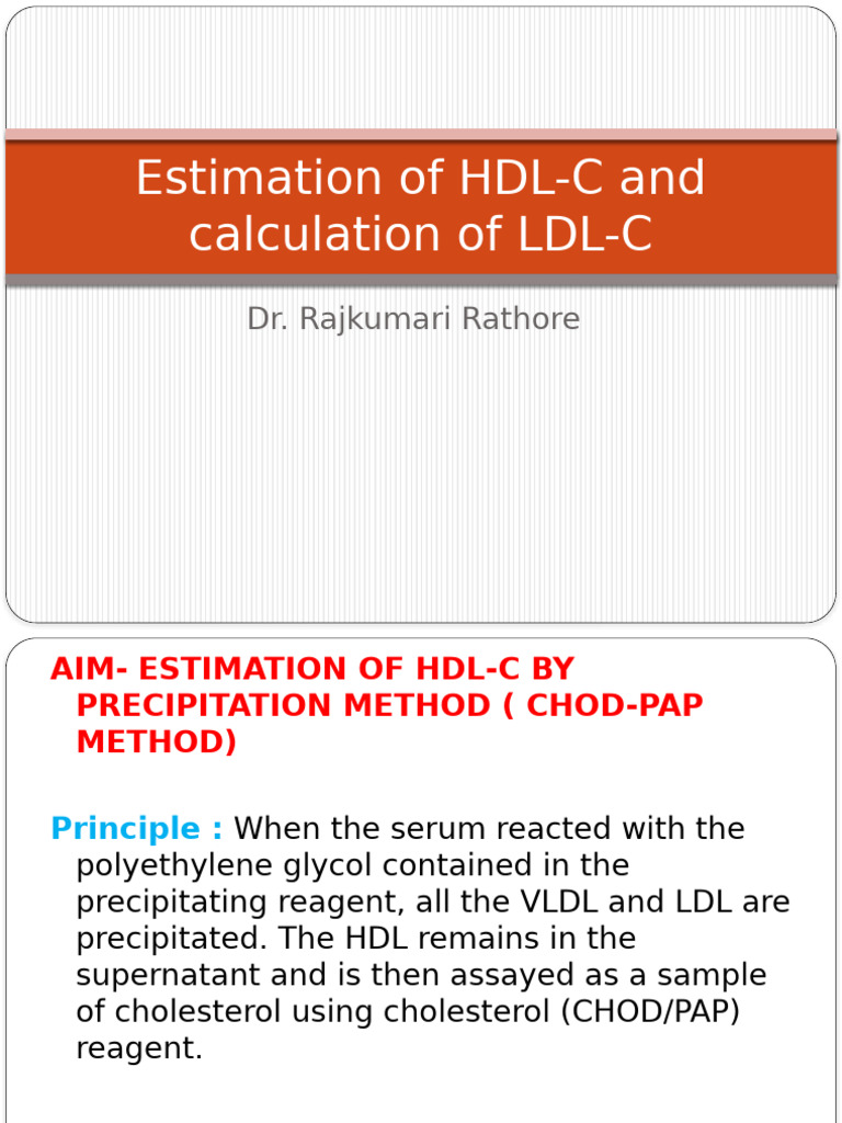 Estimation of HDL-C and Calculation of LDL-C | PDF