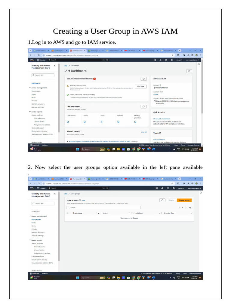 Creating A User Group in AWS IAM | PDF