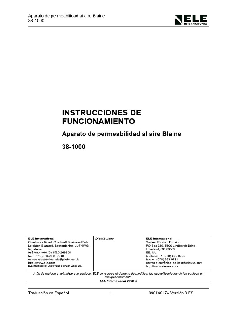 Operating Instructions 9901X0174 - 3 Spanish | PDF