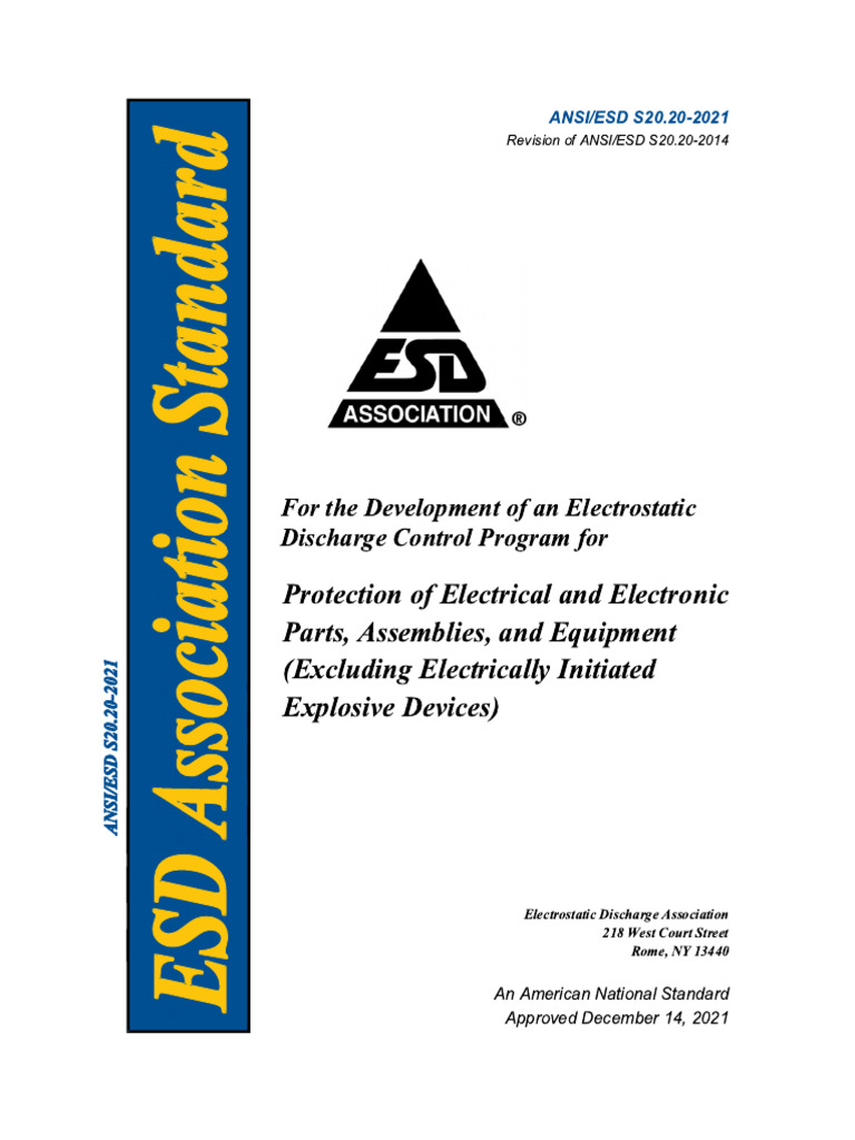 Ansi Esd S20.20-2021 | PDF