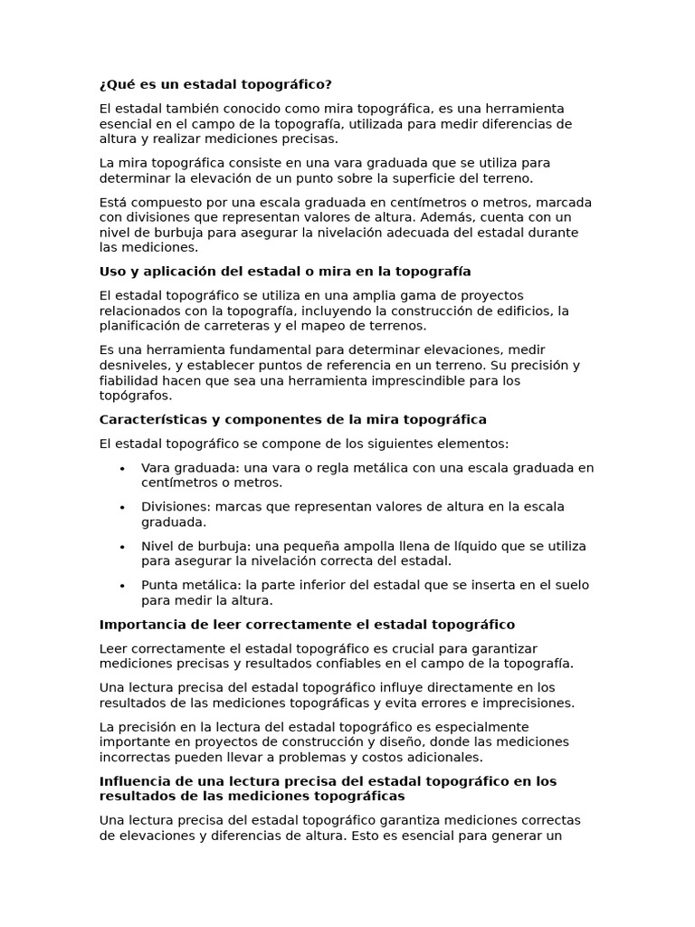 Qué Es Un Estadal Topográfico | PDF