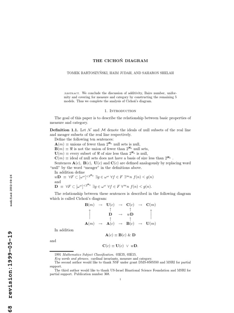 Tomek Bartoszynski, Haim Judah and Saharon Shelah - The Cichon Diagram ...