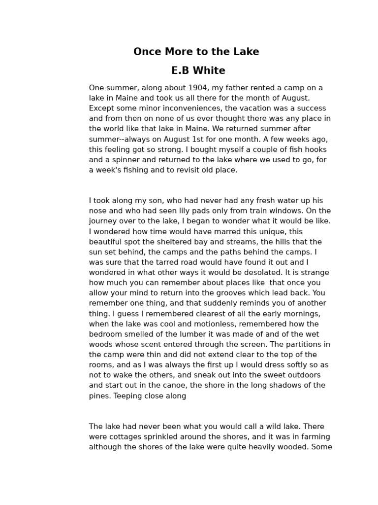 Once More To The Lake. Paragraph | PDF
